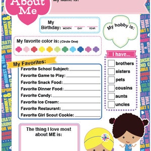 Daisy Girl Scout Activity - All About Me - Printable Instant Download ...