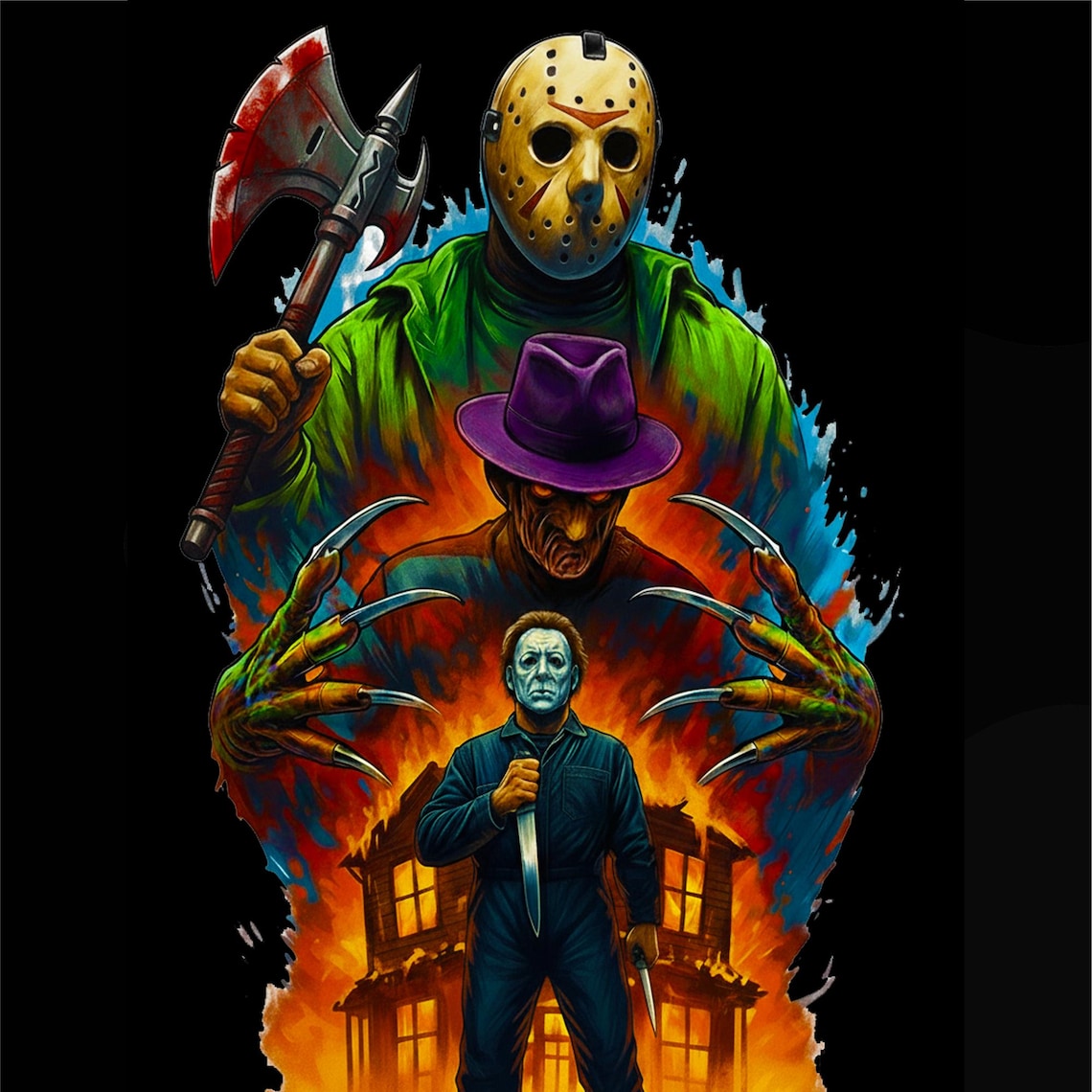 Horror Movie Slasher Art Print | Jason, Freddy, Michael (digital ...