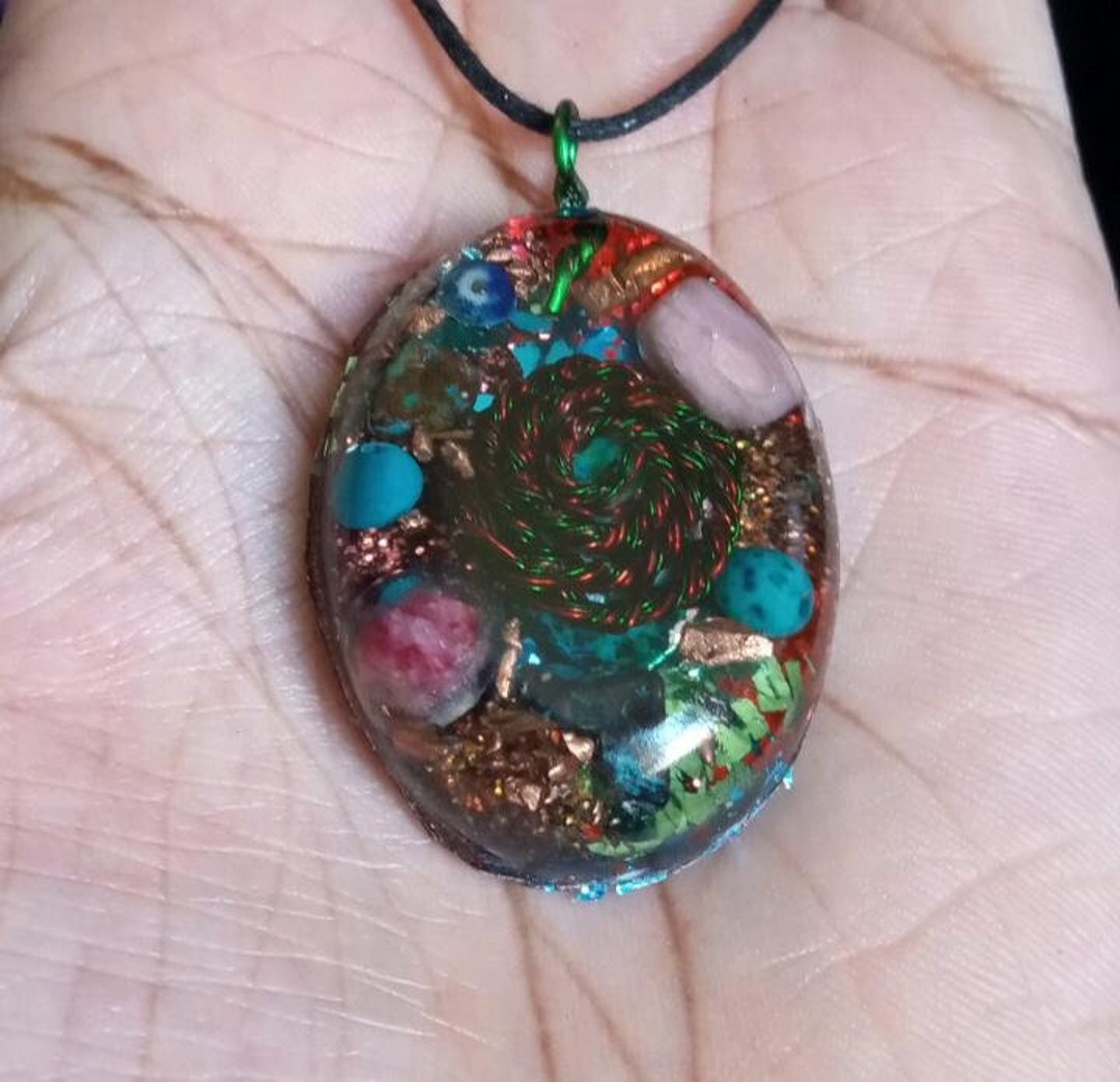 La Vida Resin and Crystals Pendant Necklace Rhodonite, Chrysocolla ...