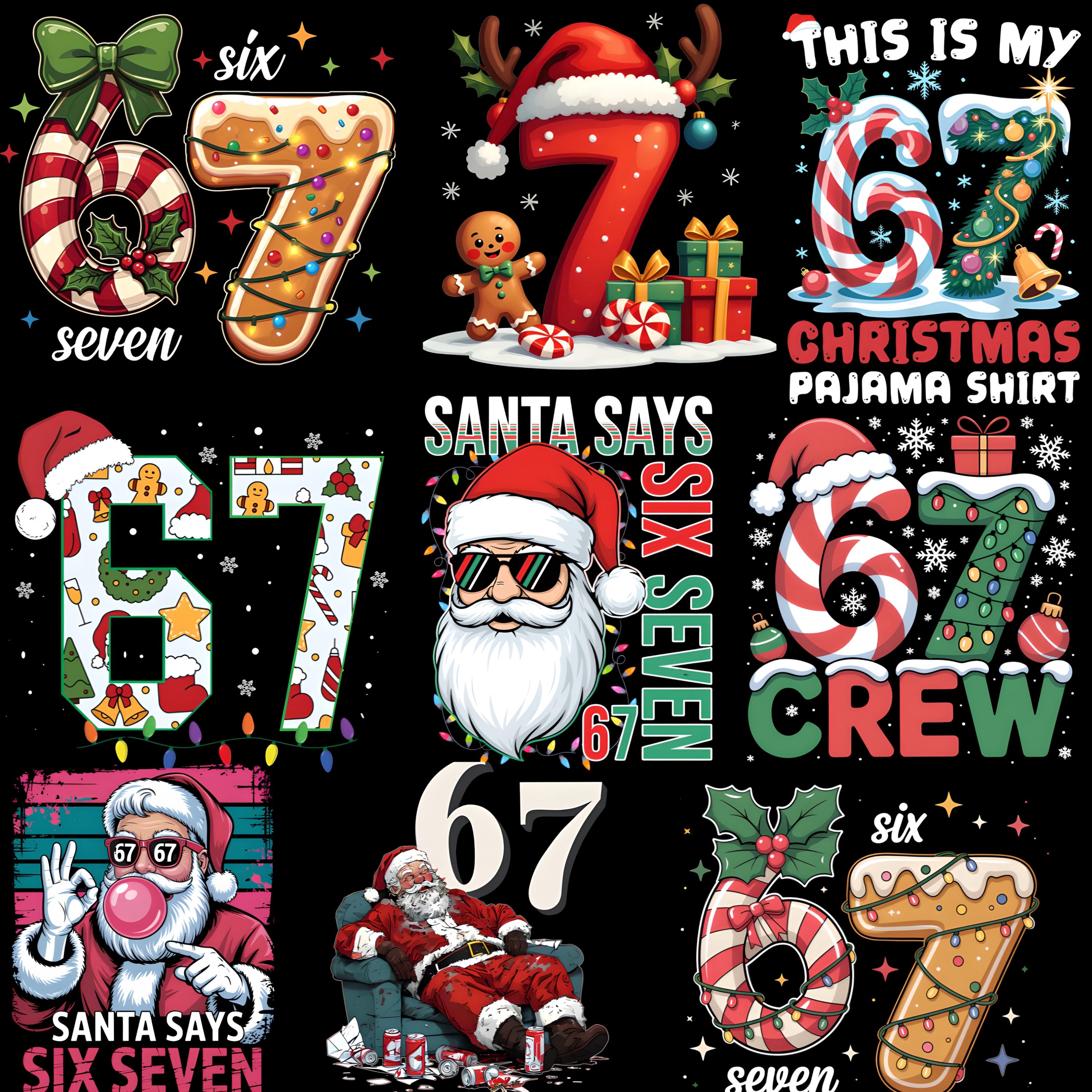 Funny Christmas Six Seven PNG Bundle, Viral Meme Designs (digital ...