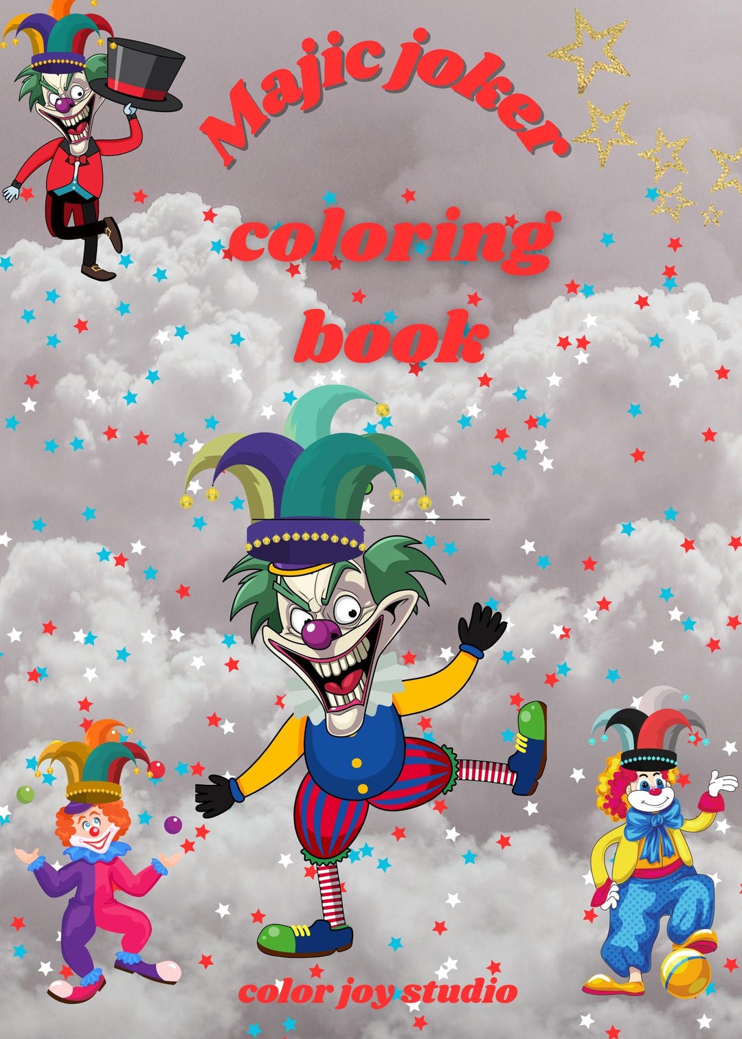 Dangerous Clown Joker Coloring Book, Detail Greyscale Adult & Kids ...
