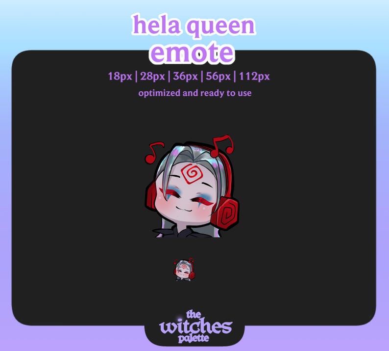 Hela Queen in Black Marvel Rivals Twitch Emotes | Cute Chibi Vtuber ...