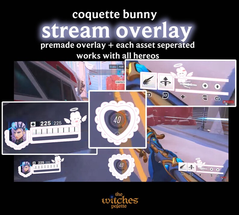 Mercy Coquette Bunny Stream Overlay: Pink & White Overwatch HUD ...