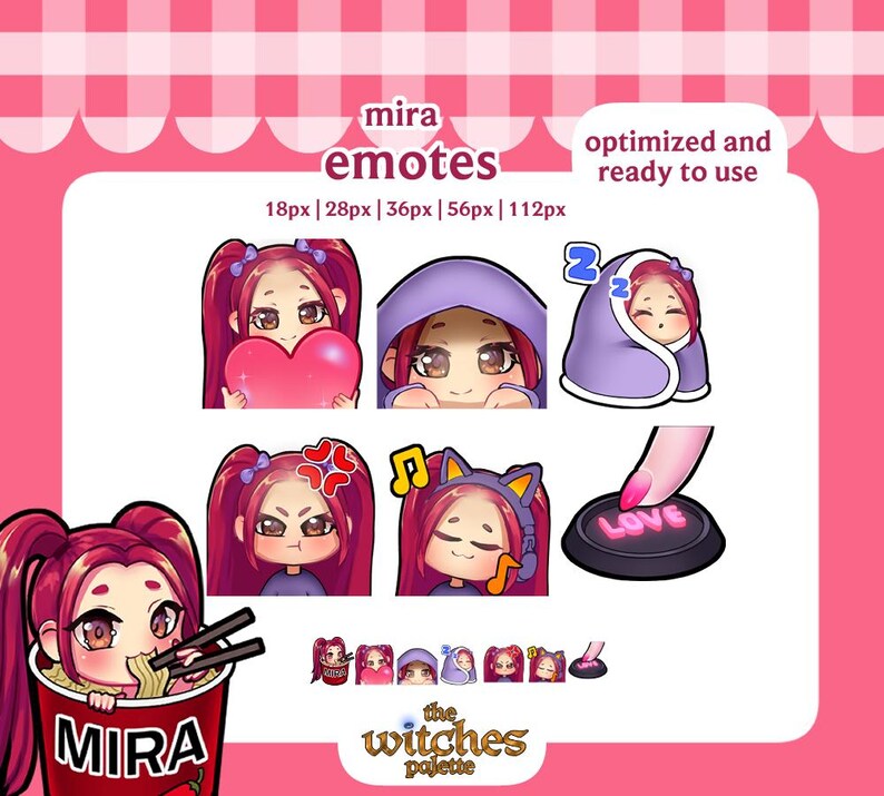 Mira Emotes Demon Hunter Emotes KPDH Emojis | Red Hair Vtuber Asset ...