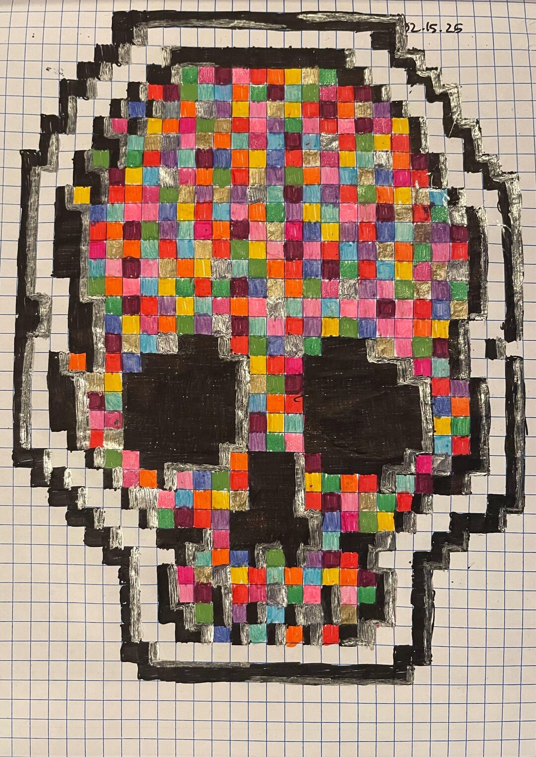 Hand Drawn Full Color Graph Paper Doodle Art, Pen and Paper (digital ...