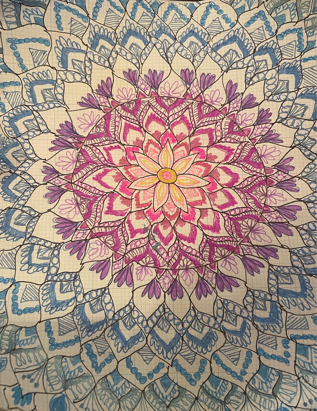 Hand Drawn Full Color Mandala Doodle Art, Pen and Paper (digital ...