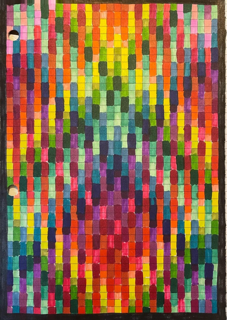 Hand Drawn Full Color Graph Paper Doodle Art, Pen and Paper (digital ...