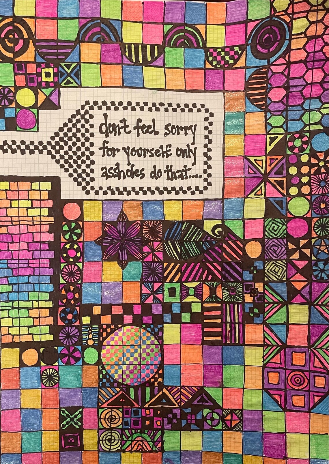 Hand Drawn Full Color Graph Paper Doodle Art, Pen and Paper (digital ...