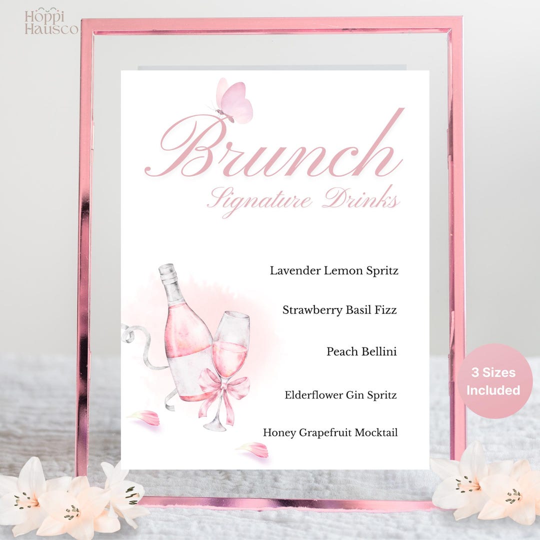 Bridal Shower Brunch Drink Menu | Editable Cocktails Sign for Baby ...