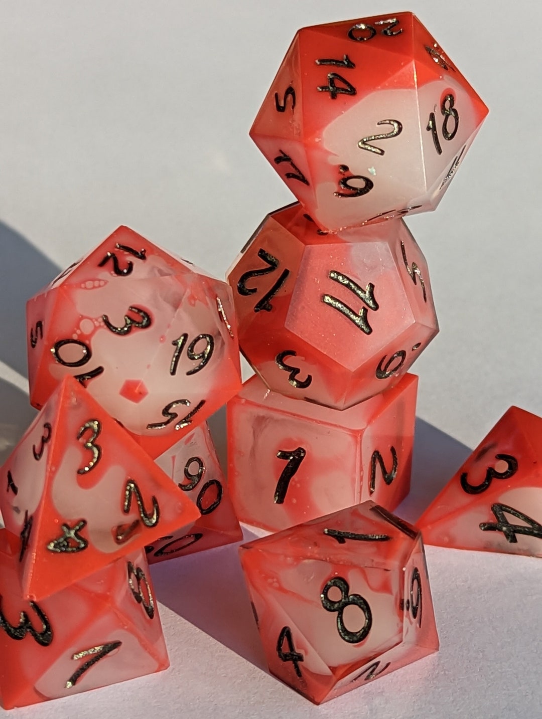 Bloody Dice Nine Dice DND Set | Sharp Edged Dice | Dice Set | Sharp ...