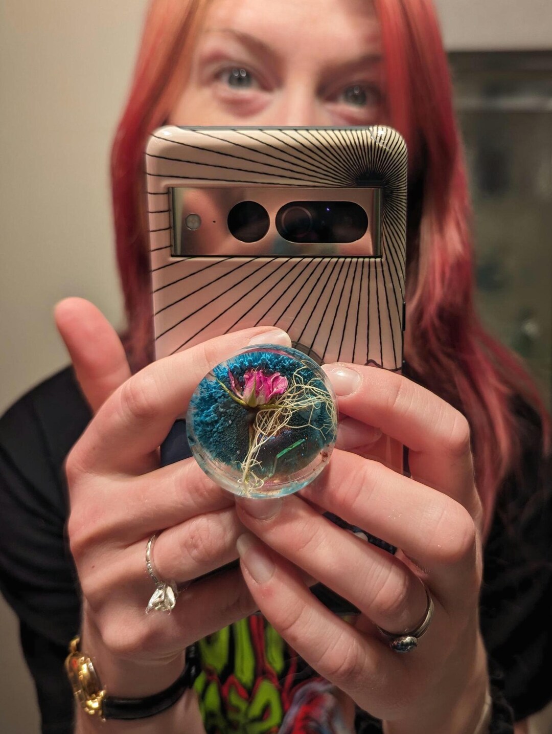 Popsocket | Real Tiny Rose Chunky Phone Popsocket | Pink | Blue | Plant ...