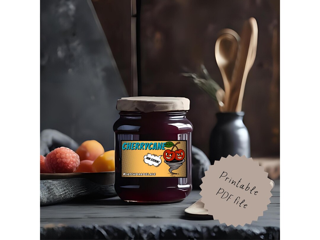 CHERRYCANE – Printable Cherry Jam Label | Substream Label DIY | Comic ...