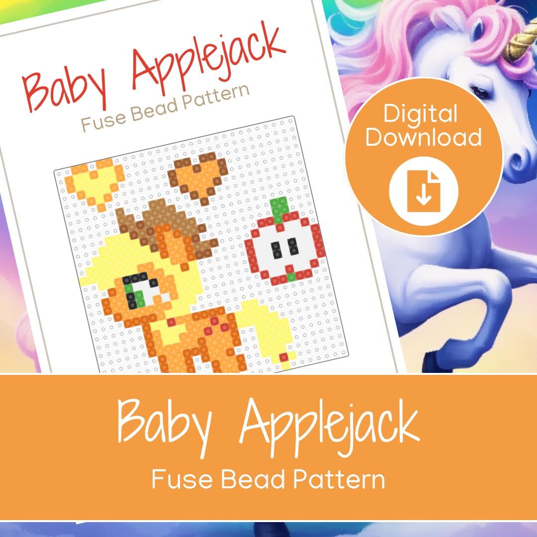 Baby Applejack, My Little Pony Fuse Bead Template, Magic Perler Hama ...