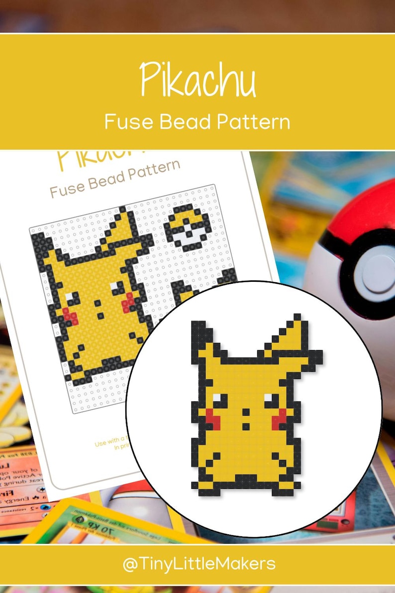 Pikachu Fuse Bead Template: Perler Bead Pixel Art Pattern (PDF Download ...