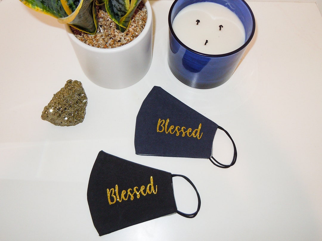 Gold Font Face Mask | Blessed Face Mask | Custom Gold Glitter Face Mask ...