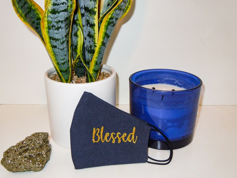 Gold Font Face Mask Blessed Face Mask Custom Gold Glitter - Etsy