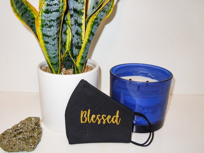 Gold Font Face Mask Blessed Face Mask Custom Gold Glitter - Etsy