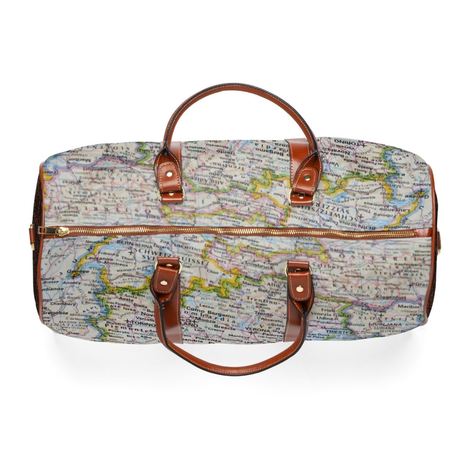 Waterproof Travel Bag: Italy Map Print, PU Leather Luggage - Etsy
