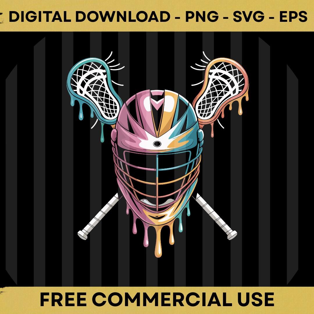 Lacrosse Drip Helmet Ice Cream PNG SVG EPS Funny Sports Game Day Design ...