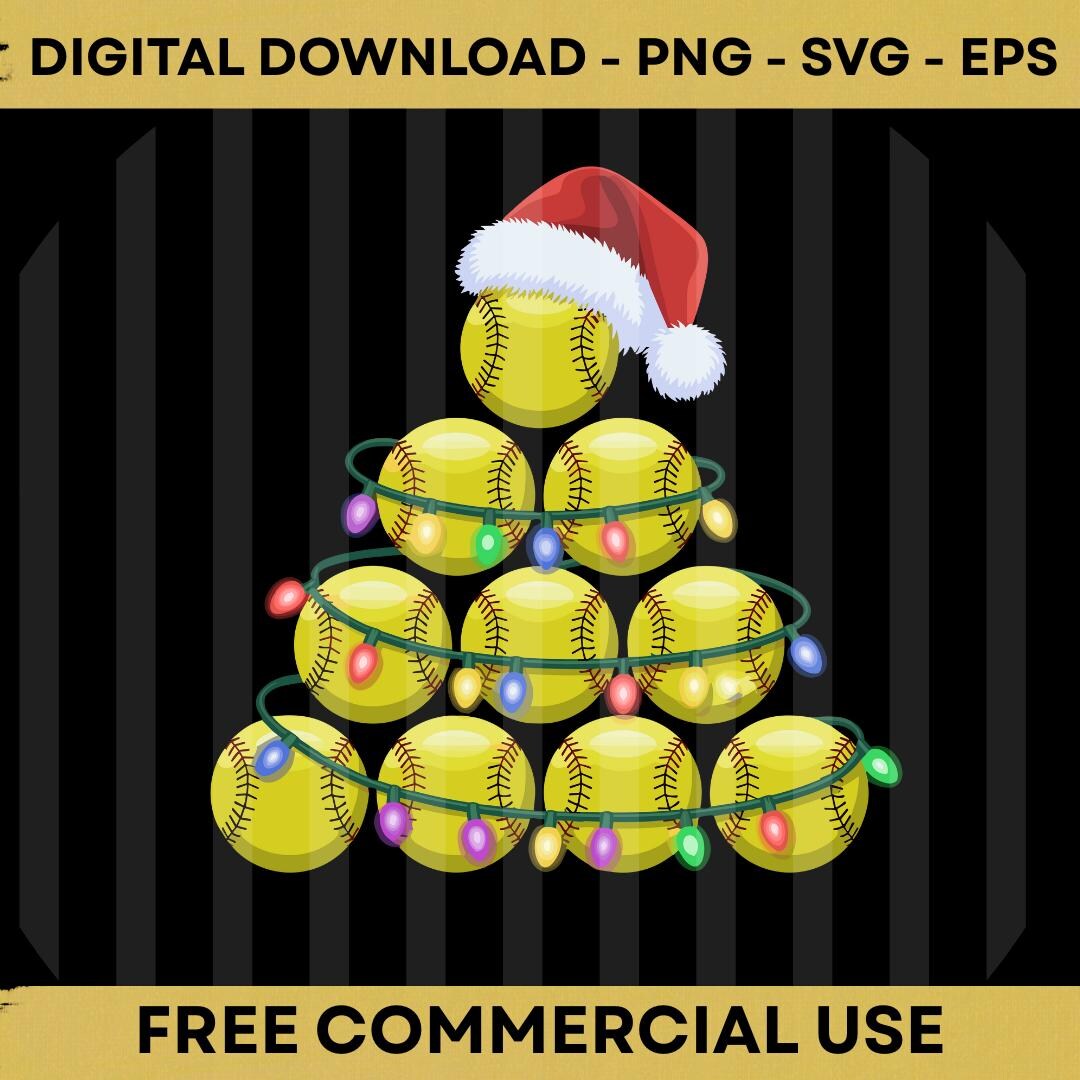Softball Christmas Tree PNG SVG EPS Festive Sports Holiday Design - Etsy