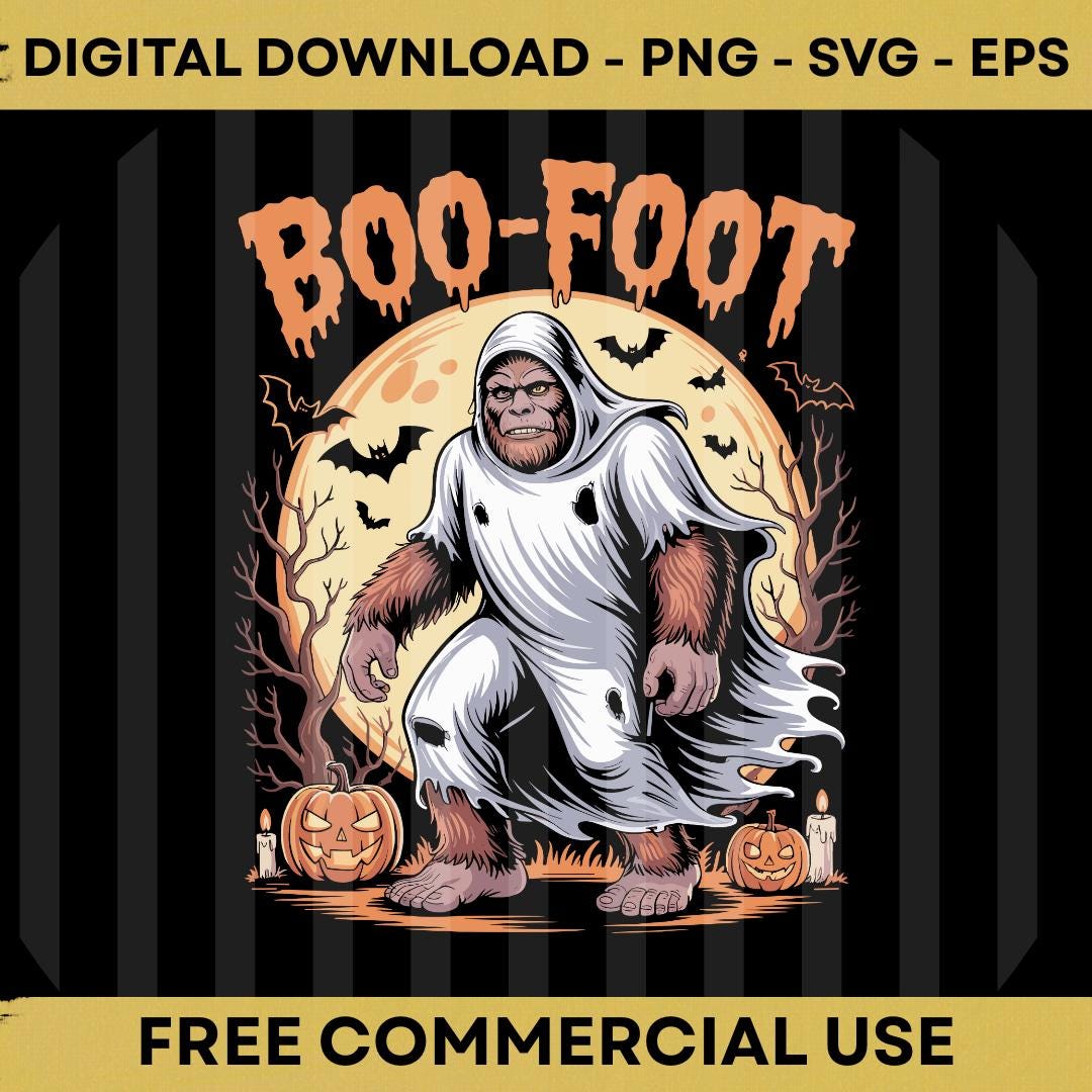Boo Foot Funny Bigfoot SVG PNG EPS | Halloween Sasquatch Ghost Costume ...