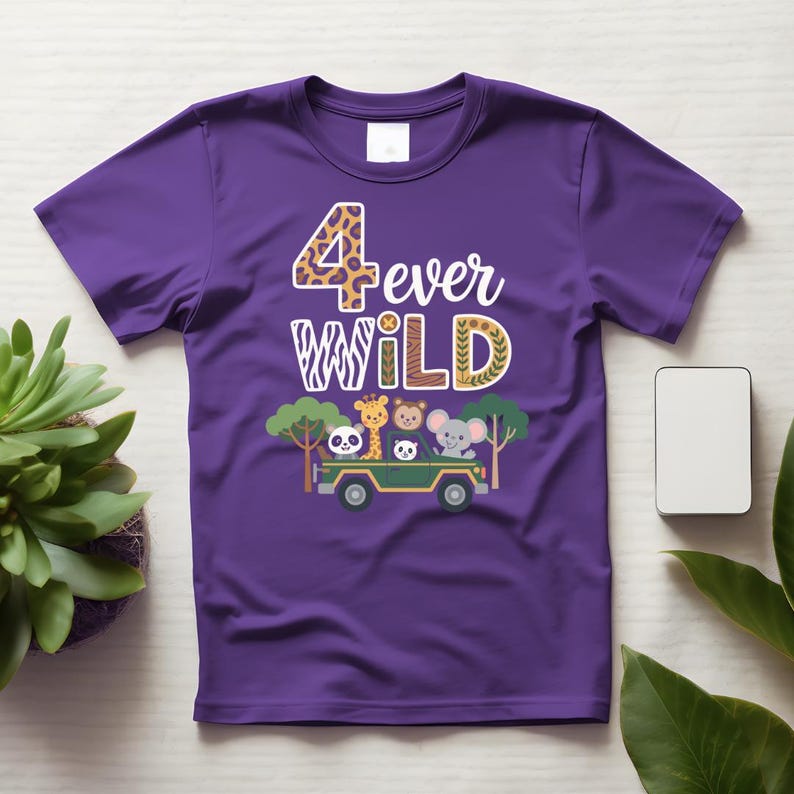 Four Ever Wild 4th Birthday PNG SVG EPS Jungle Safari Party Design - Etsy