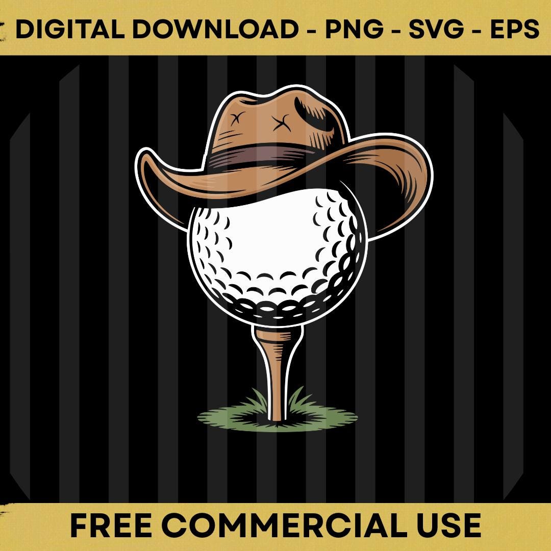 Cowboy Golf Ball Western Rodeo PNG SVG EPS Funny Cowboy Sports Design ...
