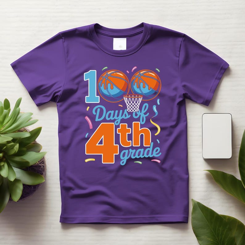 100 Days of 4th Grade Basketball PNG SVG EPS Funny School Design - Etsy
