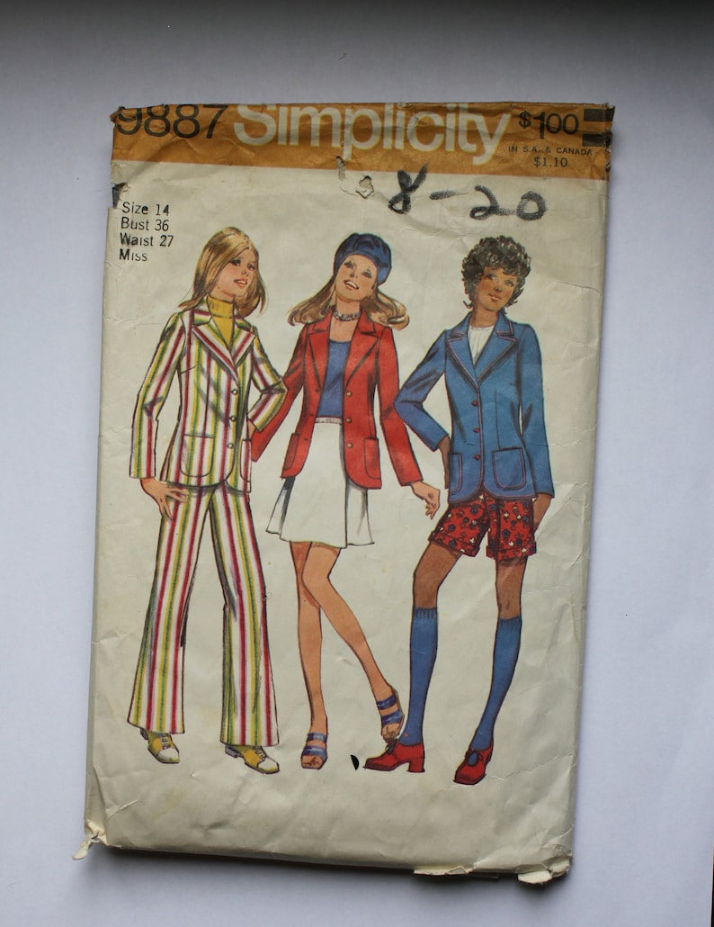Vintage 1970s Mod Suit Ladies Pattern Simplicity 9887 Size 14 - Etsy