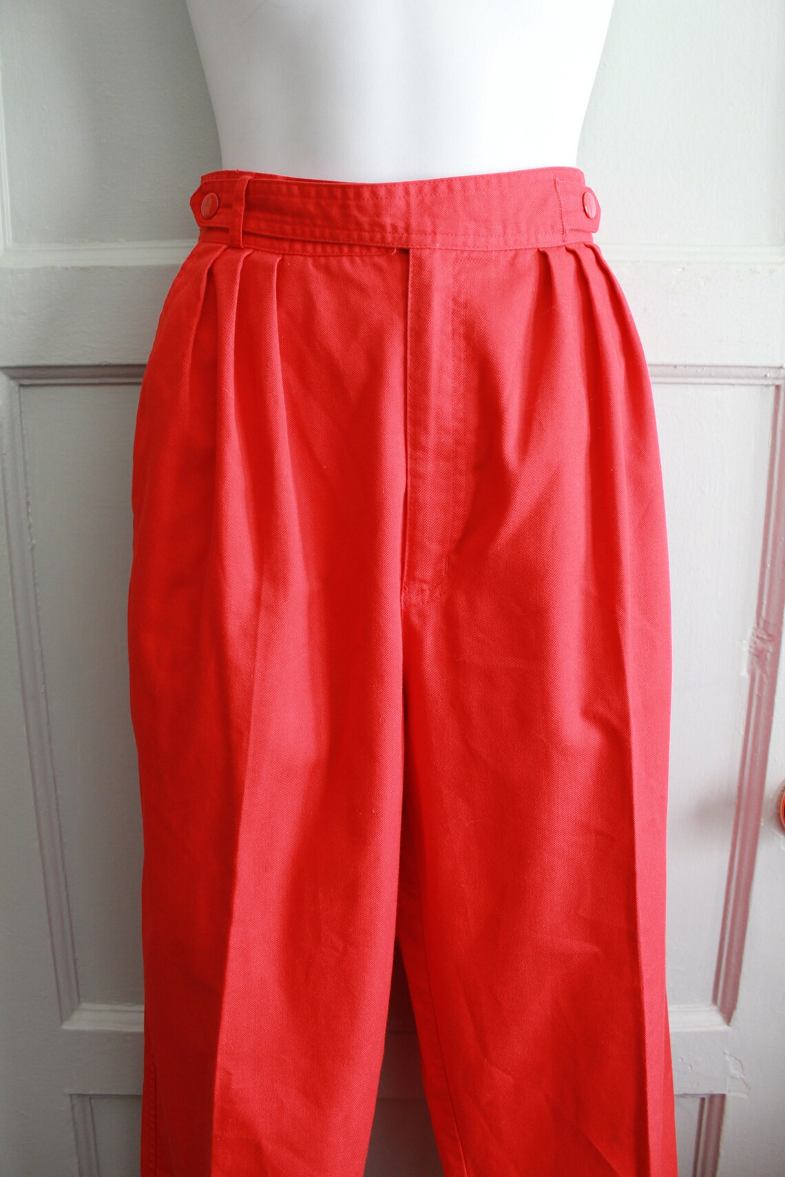 Vintage 1980's High Waist Red Pants Belted Red Trousers - Etsy
