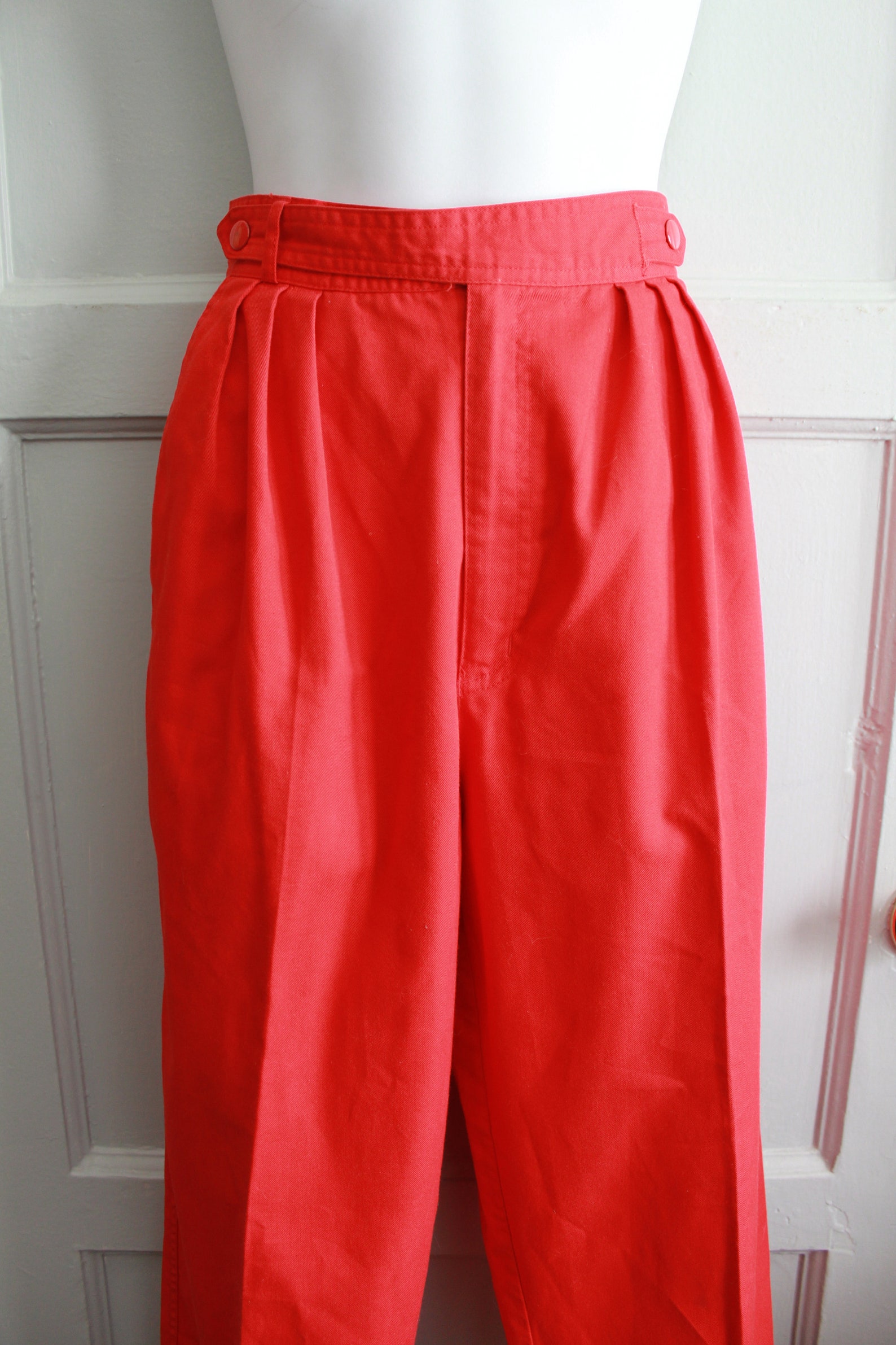 Vintage 1980's High Waist Red Pants Belted Red Trousers | Etsy