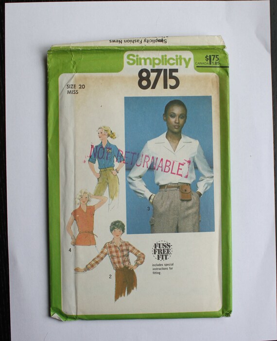 Simplicity 8715 Vintage Sewing Pattern Misses Women's | Etsy