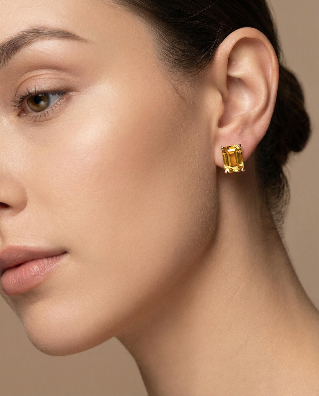 AAA Flawless Ceylon Yellow Sapphire Radiant Cut Gemstone Earring, 925 ...