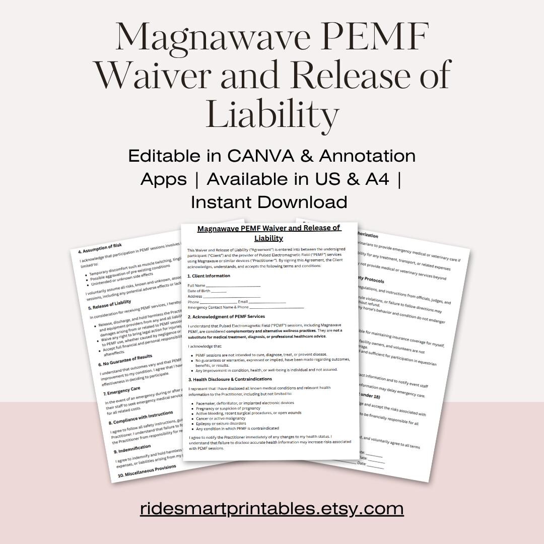 Magnawave PEMF Waiver Form | Liability Release Agreement | Client ...