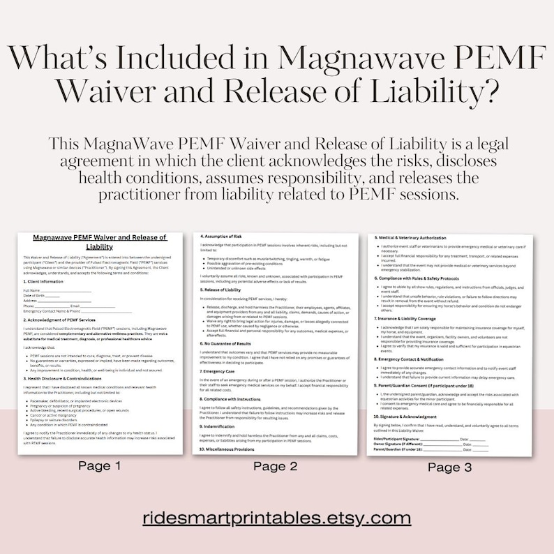 Magnawave PEMF Waiver Form | Liability Release Agreement | Client ...