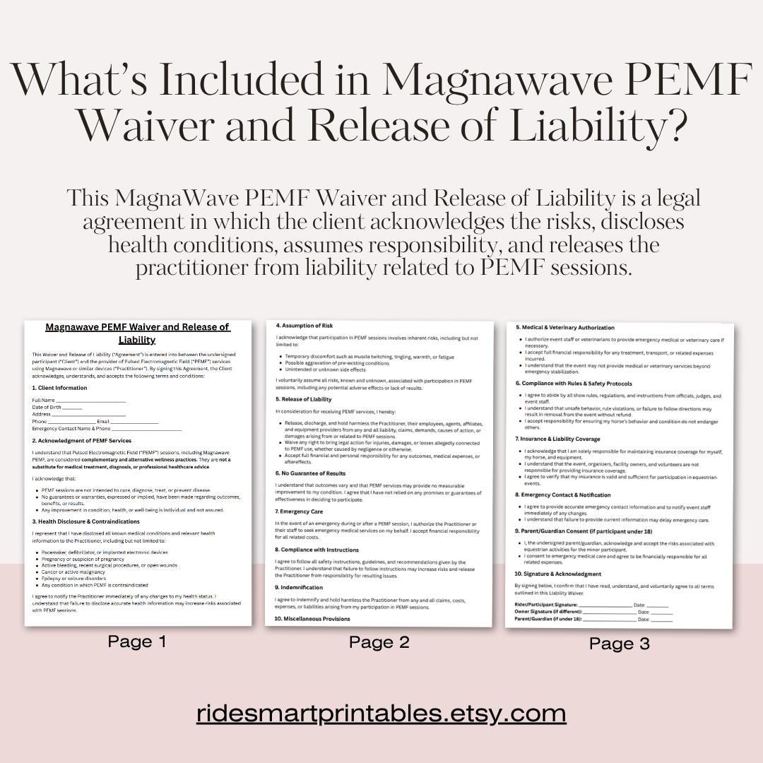Magnawave PEMF Waiver Form | Liability Release Agreement | Client ...