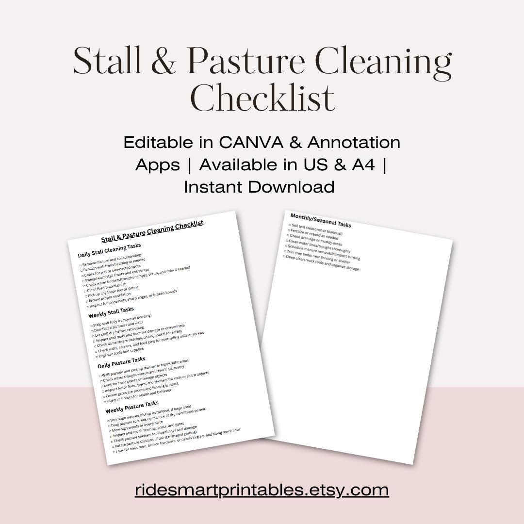 Stall & Pasture Cleaning Checklist | Horse Facility Maintenance ...