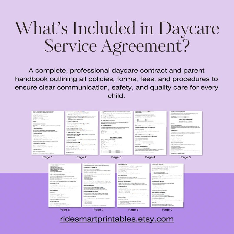 Daycare Contract & Parent Handbook Bundle - Etsy