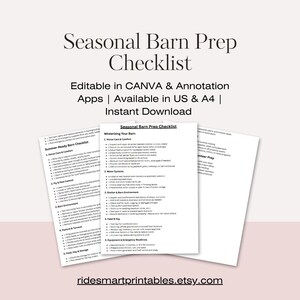 Seasonal Barn Prep Checklist | Printable Winter & Summer Horse Care ...