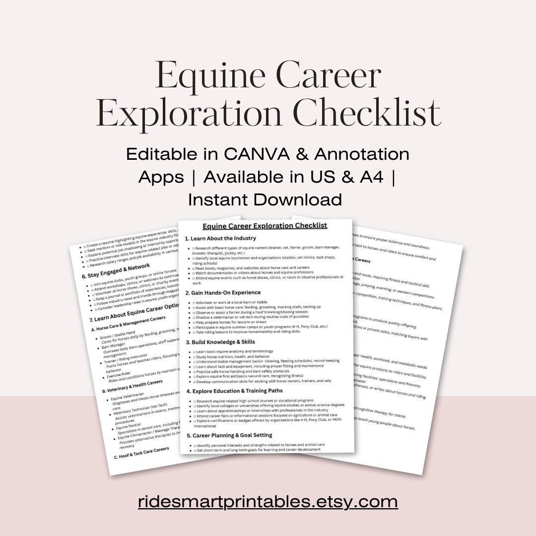 Equine Career Exploration & Readiness Checklist – Horse Industry Jobs ...
