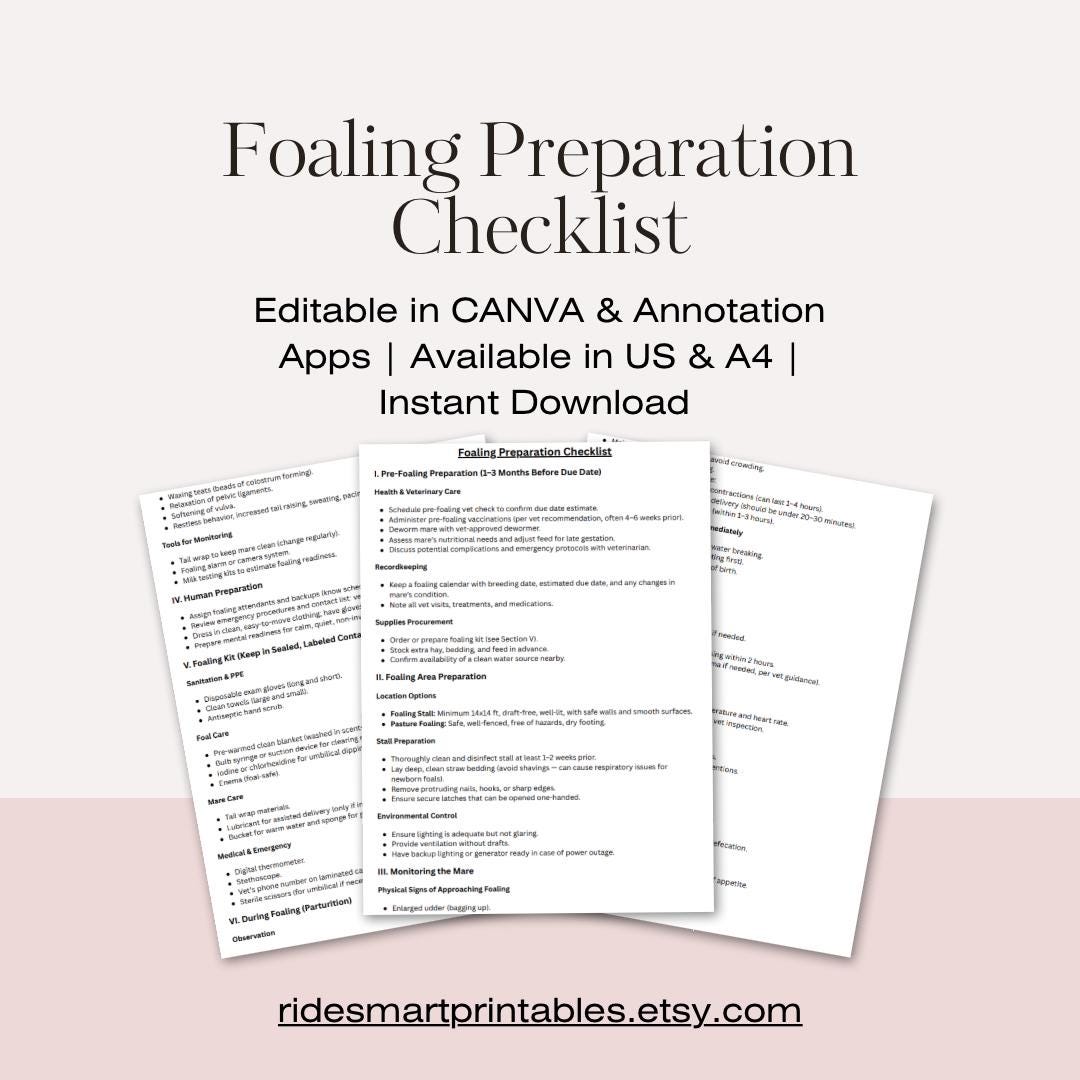 Foaling Preparation Checklist | Mare & Foal Care Guide (digital ...