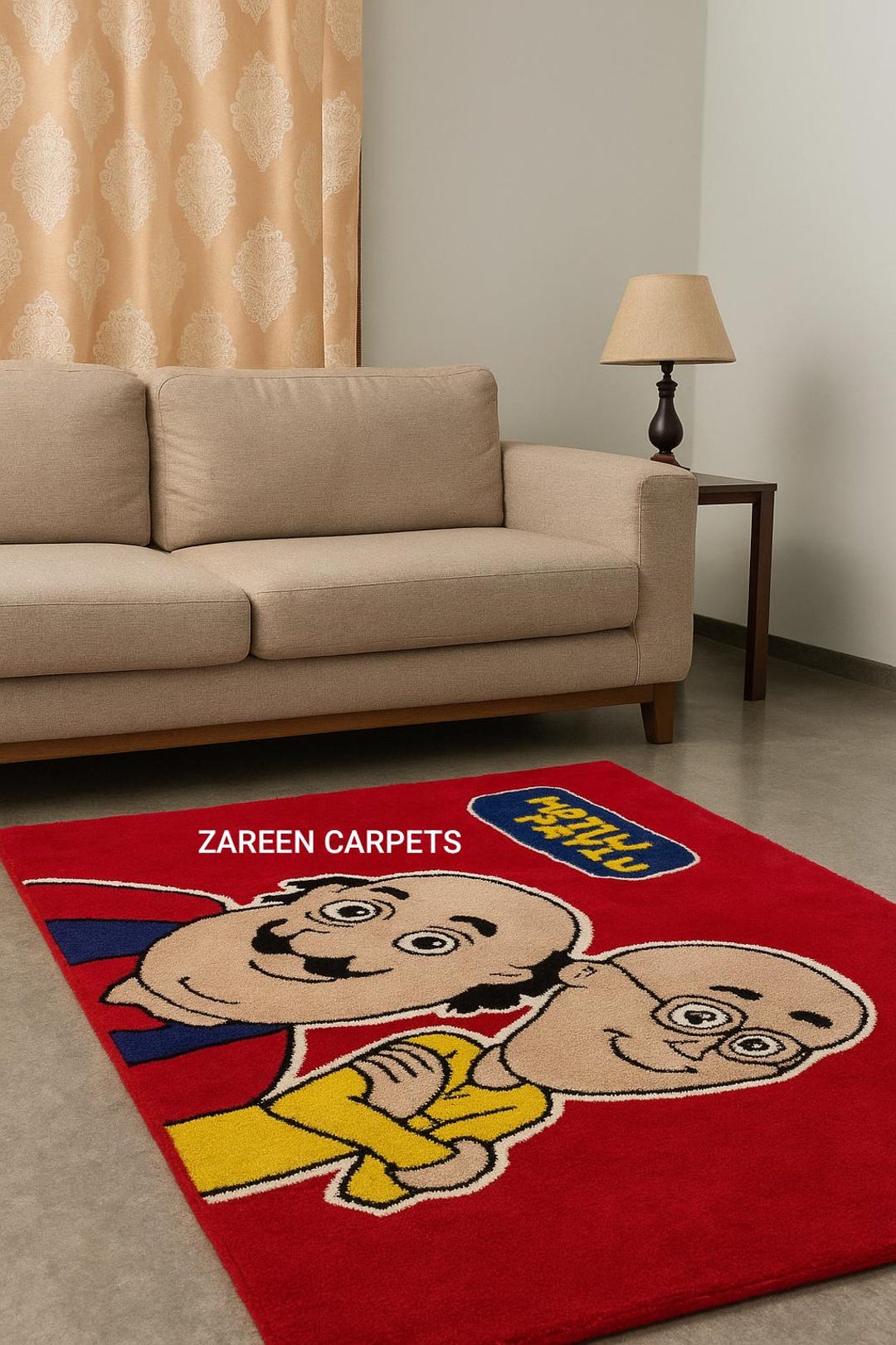 Indian Femous Cartoon Characters Motu Patlu Carpets Organic Wool Foot ...