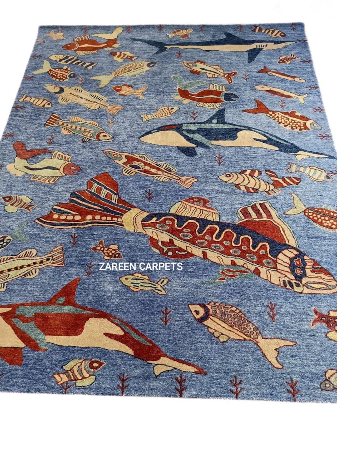 Royal Touch Carpets, Pictorial Fish Carpet for Stylish Homes, Blue ...
