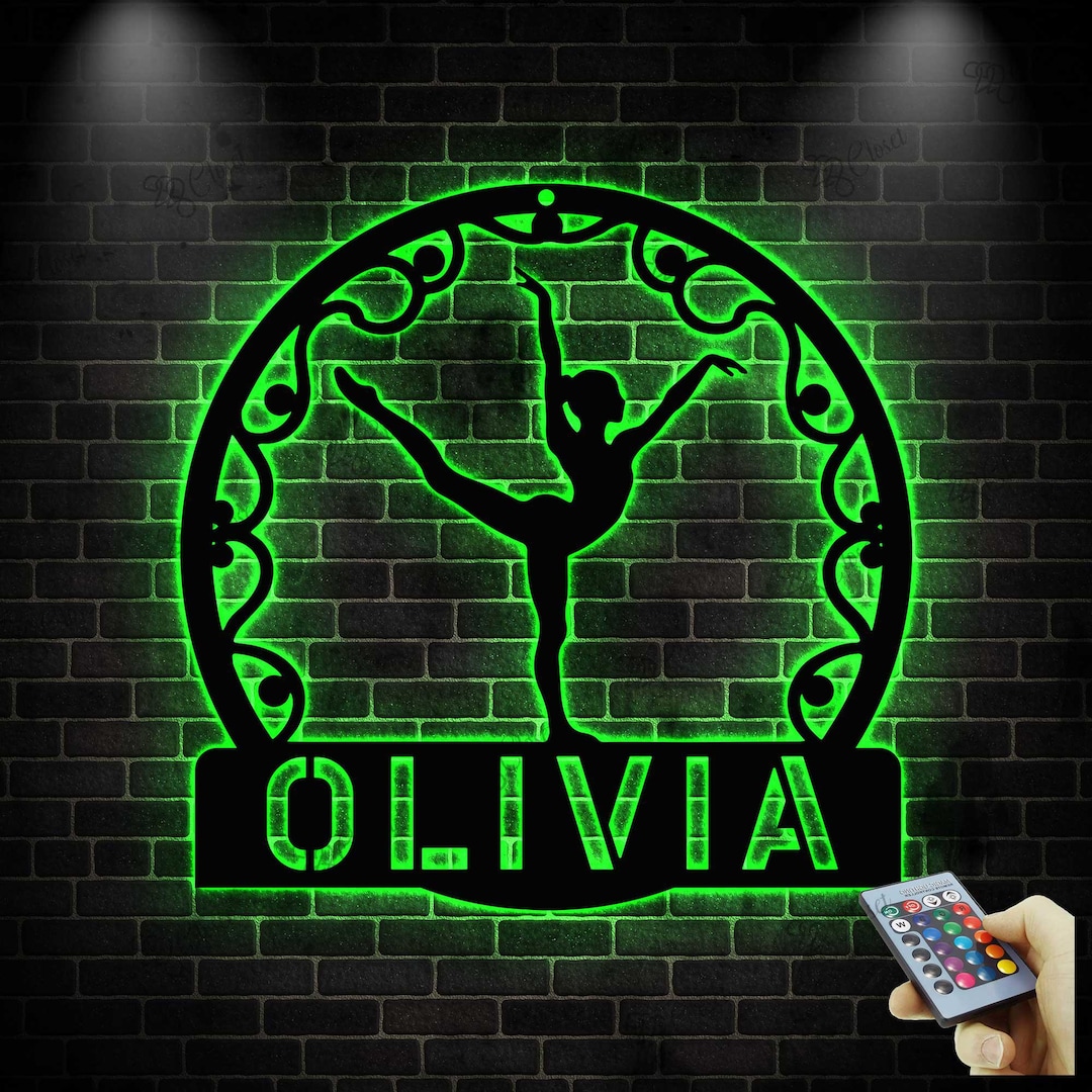Custom Gymnastics Male Metal Wall Art LED Lights, Personalized Male ...