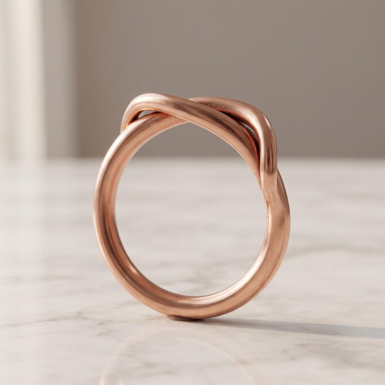 Rose Gold Interlocking Ring, Minimalist Criss Cross Stacking Ring ...