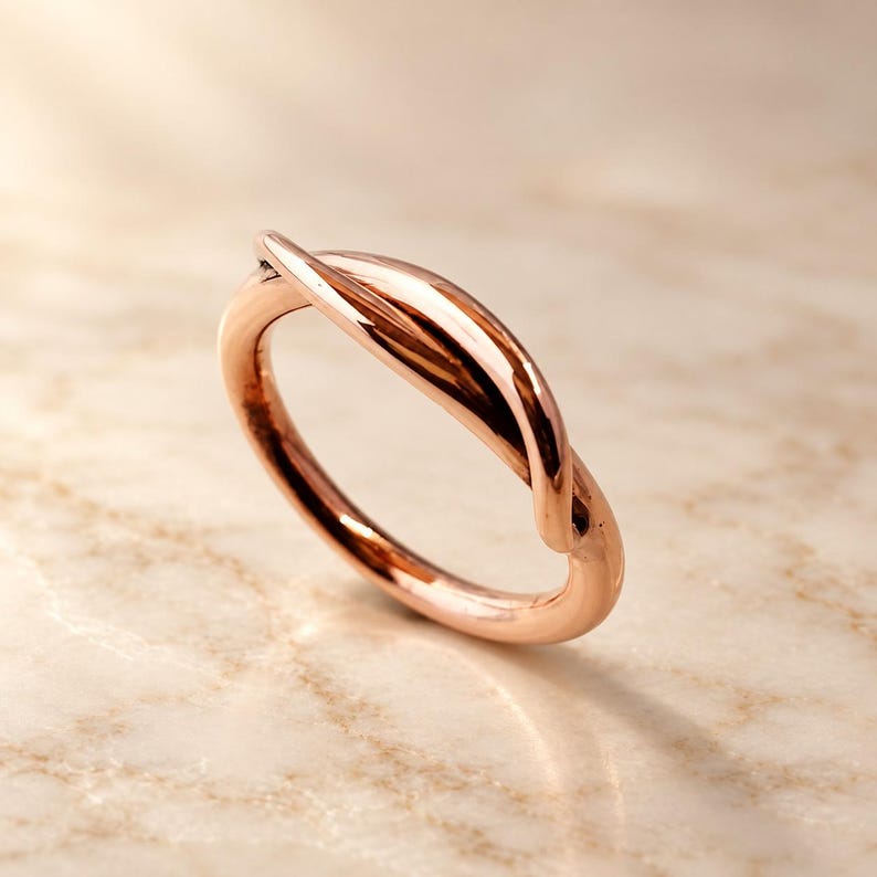 Rose Gold Interlocking Ring, Minimalist Criss Cross Stacking Ring ...