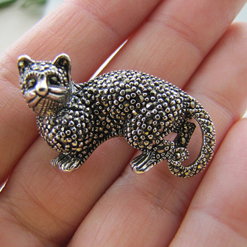 Sterling Cat Pin - Etsy