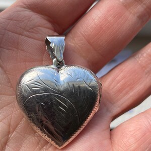 Sterling Silver Etched Heart Locket Pendant - Etsy