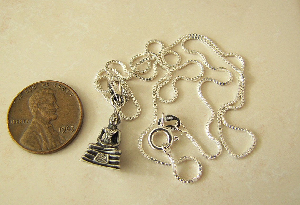 Mini Buddha Sterling Silver Pendant Necklace Protection - Etsy