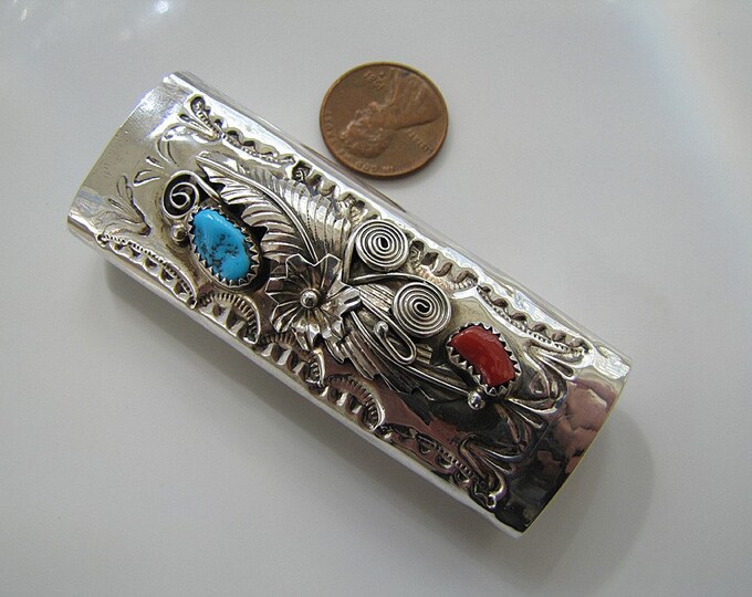 Signed Sterling Silver Lighter Case Navajo Handcraft Turquoise Coral - Etsy